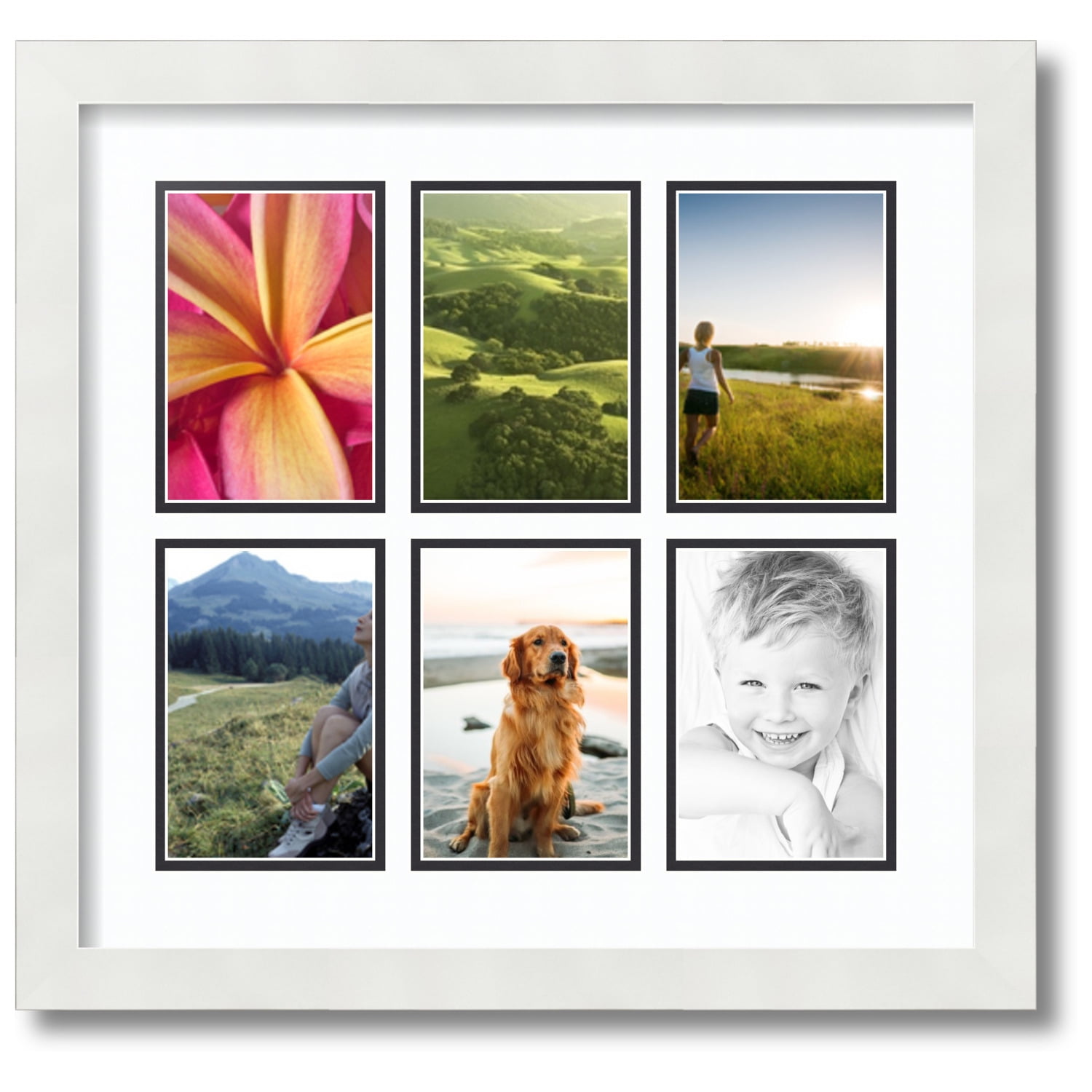 ArtToFrames Collage Photo Picture Frame with 6 - 4x6 Openings, Framed ...