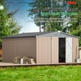 AECOJOY 12'x12' Extra Large Galvanized Metal Storage Shed with Lockable ...