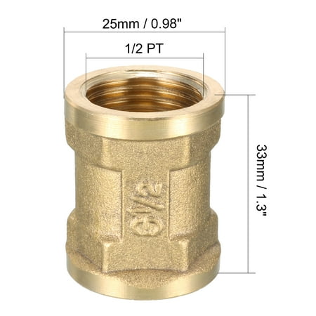 Brass Pipe Fitting, Coupling, 1/2 PT Female Thread Straight Rod Adapter ...