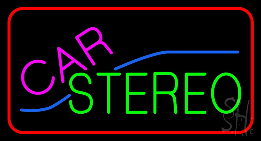 Pink Car Stereo with Red Border LED Neon Sign 13 x 24 - inches, Clear ...