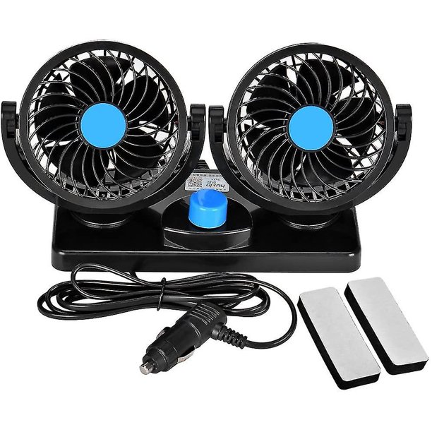 Double Fan 12 Volt Fan, 2 Speeds, Adjustable Car Fan, 360 Degrees ...