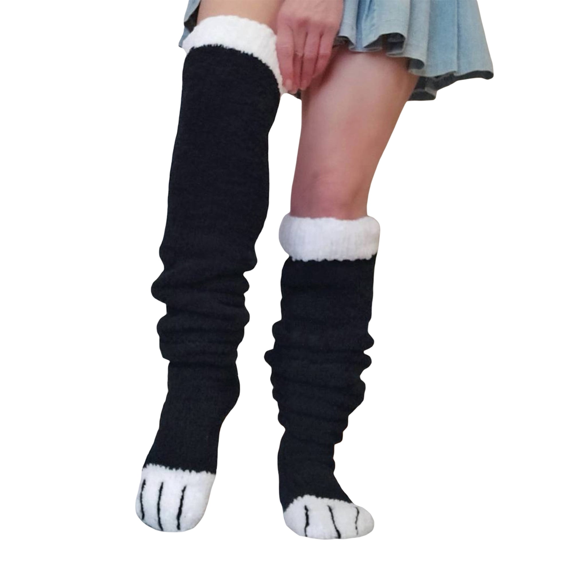 Women Animal Paws Thigh High Socks Extra Long Knit Warm Over the Knee ...