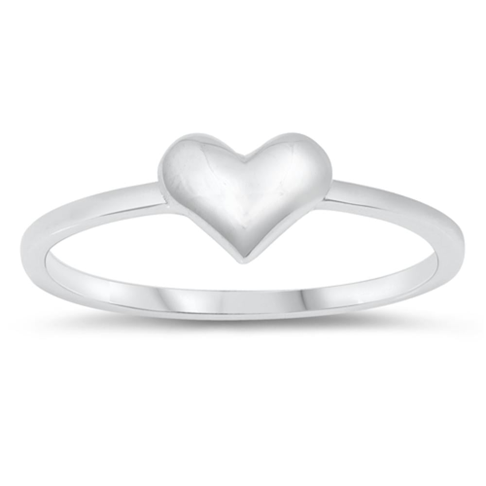 Dainty Puff Heart Promise Ring .925 Sterling Silver Band Jewelry Female ...