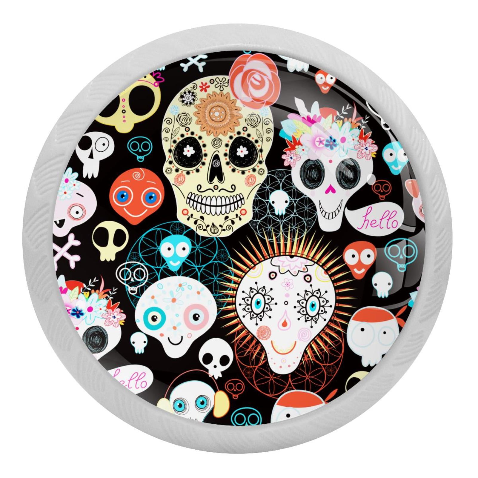 4PCS Round Skull Cabinet Fluorescence Knob Glowing in the Dark ...