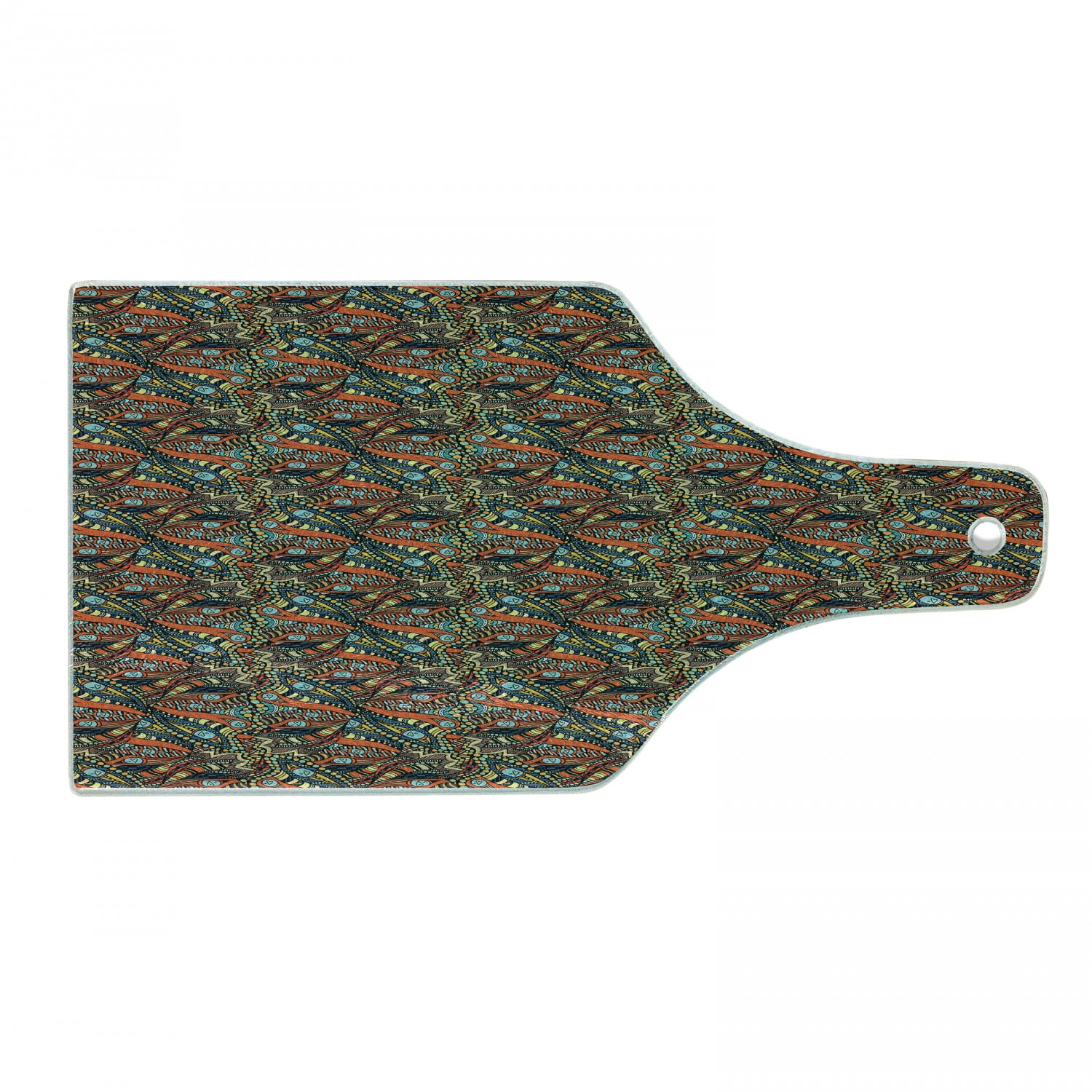 Funky Cutting Board, Abstract Hand Drawn Style Waves Pattern with Curly ...