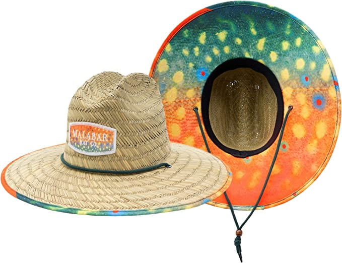 Rainbow Trout (Fish Scales) Fabric Pattern Print Straw Sunhat Men ...