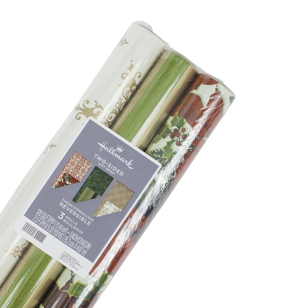 Hallmark Reversible Christmas Wrapping Paper Bundle, Classic (Pack of 3 ...