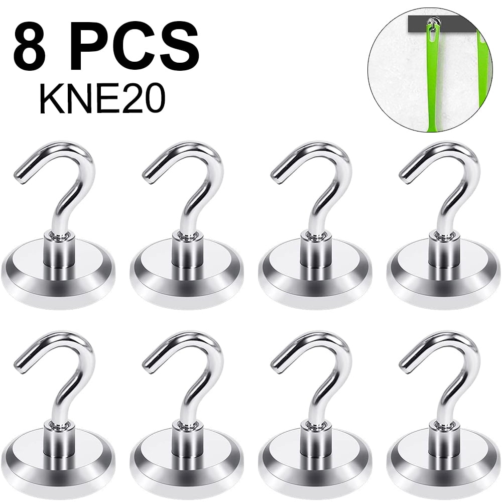 Chlua Magnets With Hooks  Magnetic Hooks  8 Pieces Super Strong Neodymium Magnetic Hook Application Area Kitchen Bathroom Bedroom Garage Lockers Offic