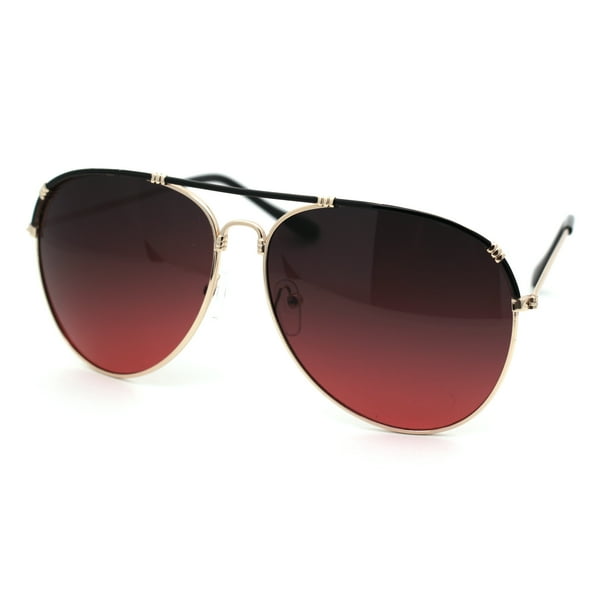 Luxury Flat Top Officer Style Cop Metal Rim Sunglasses Gold Black Black