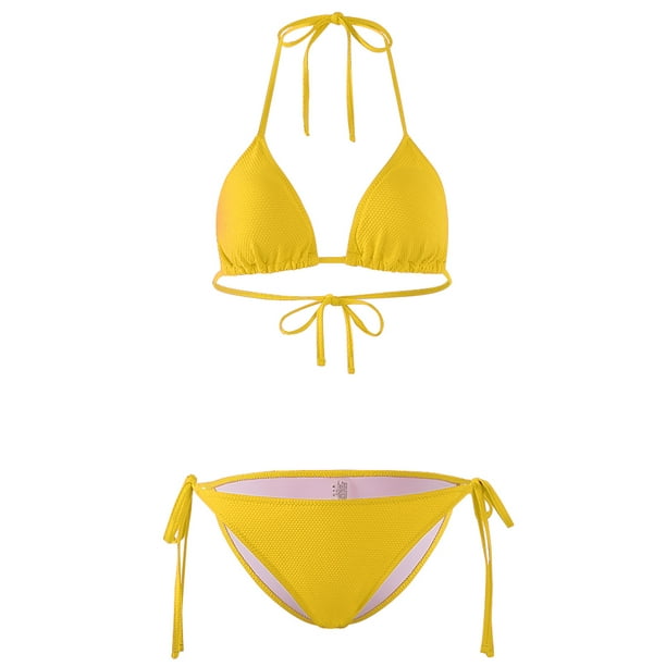 Liora Womens Bikinis Swimsuit Triangle Top Side Tie Bottom Bikinis For