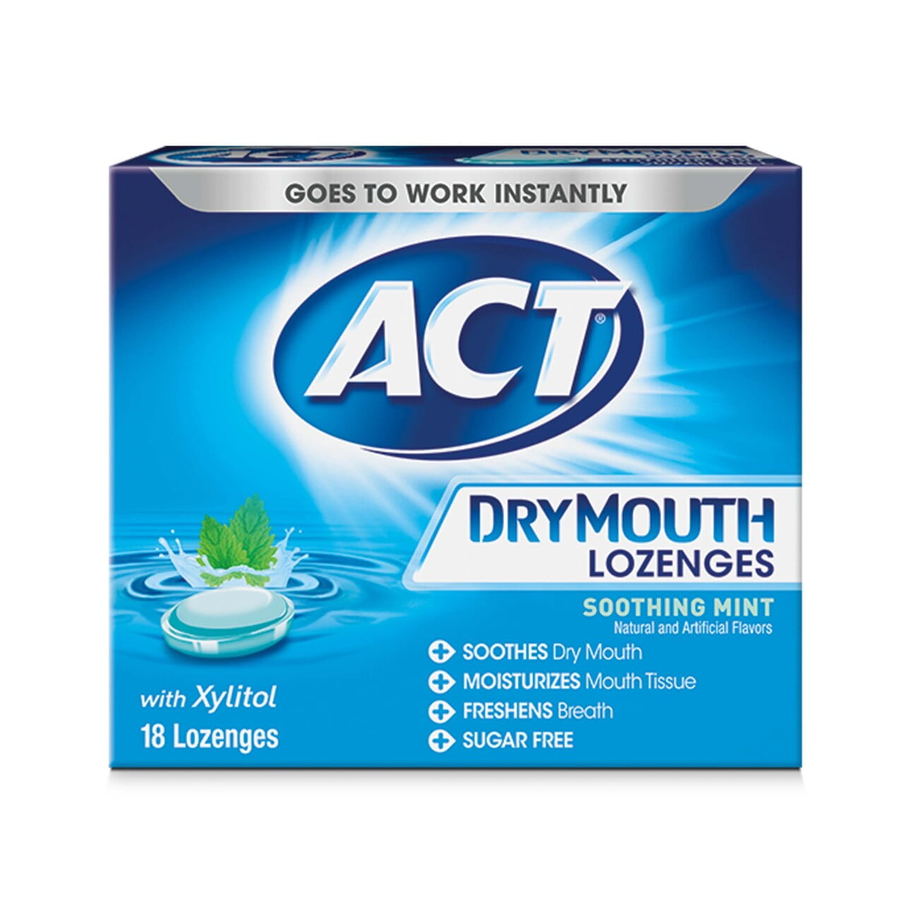 ACT Dry Mouth Lozenges with Xylitol, Soothing Mint, 18 Lozenges ...