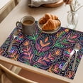 Abstract Leaf Cotton Linen Placemats Set of 1, Retro Abstract Colorful ...
