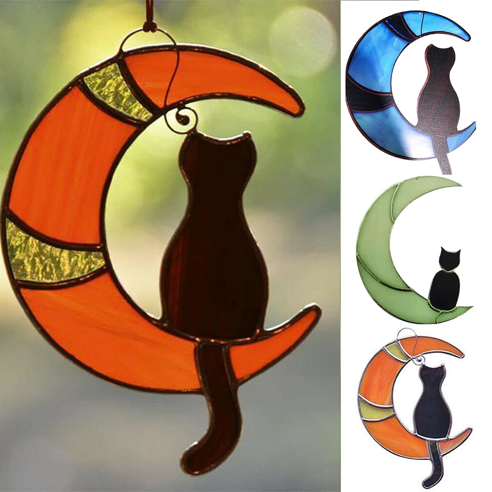 Click here for Neinkie Cat & Moon Sun Catcher Decor - Black Cat O... prices