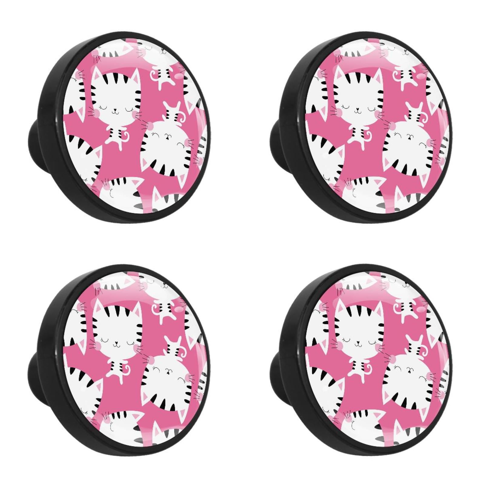 4 Pcs White Cat Knobs for Kitchen Cabinet Cupboard Dresser Bookcase Drawer Pulls Handles Round ...