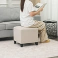 Adeco 16.3" Cotton Linen Cube Ottoman Footstool, Square Footrest Stools ...
