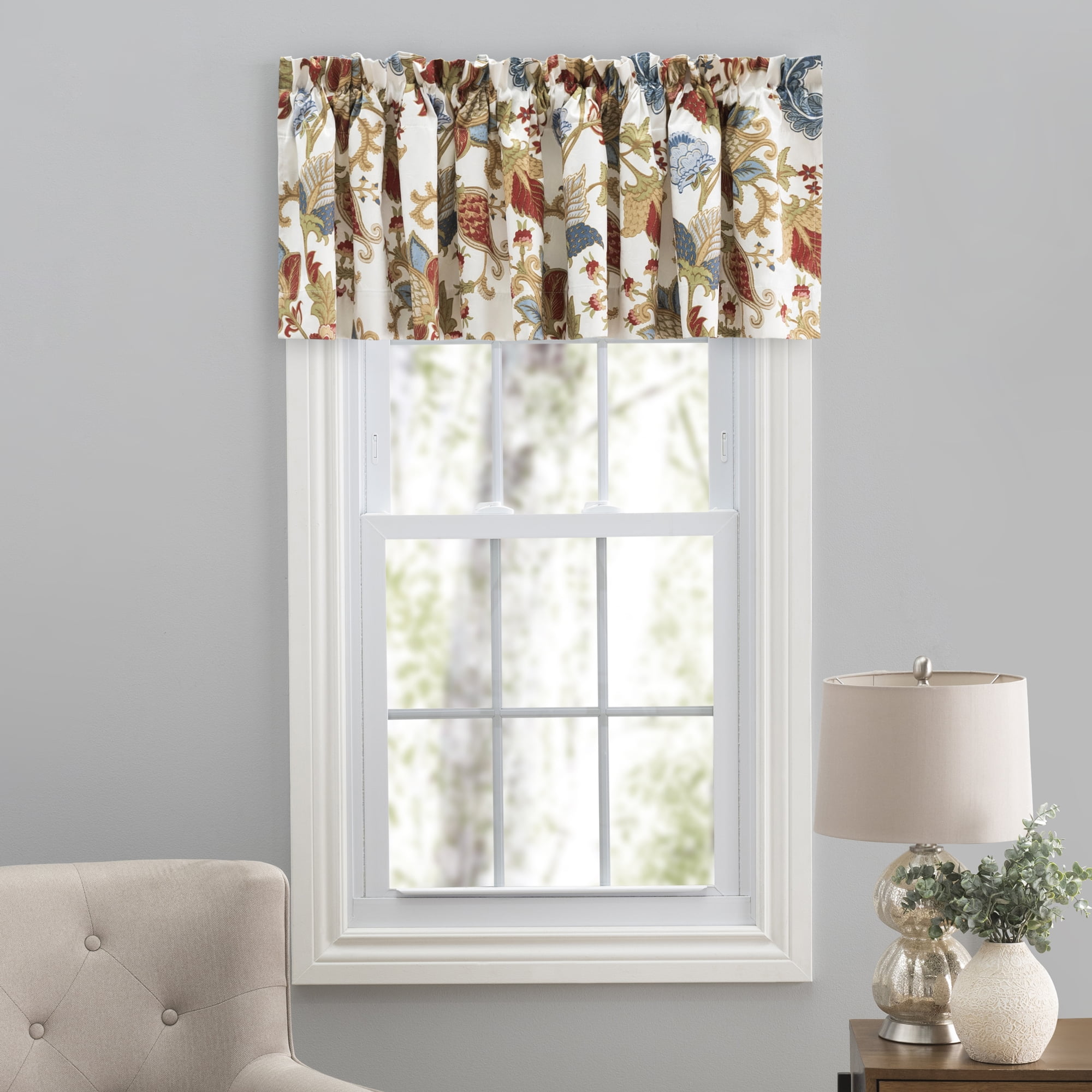Ellis Cambridge Lined Jacquard Rod Pocket Window Valance 80W x 15L ...