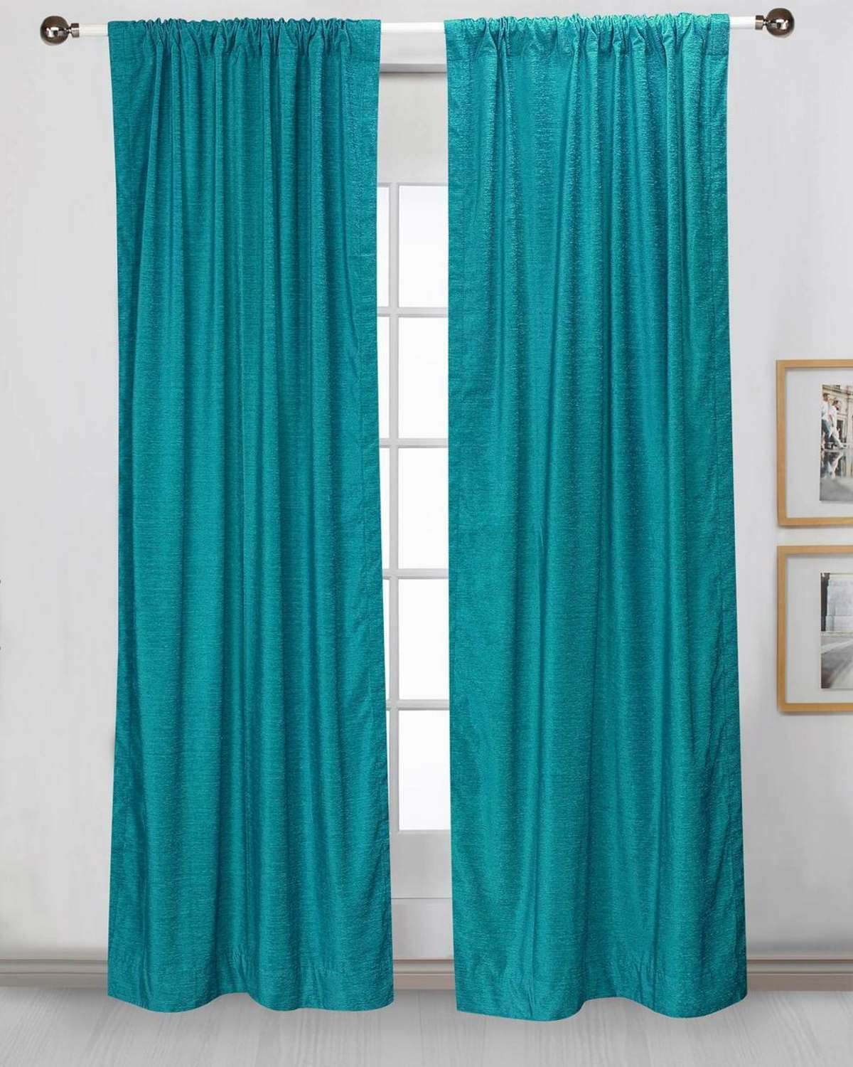 Turquoise Rod Pocket Velvet Curtain / Drape / Panel - 80W x 63L - Piece ...