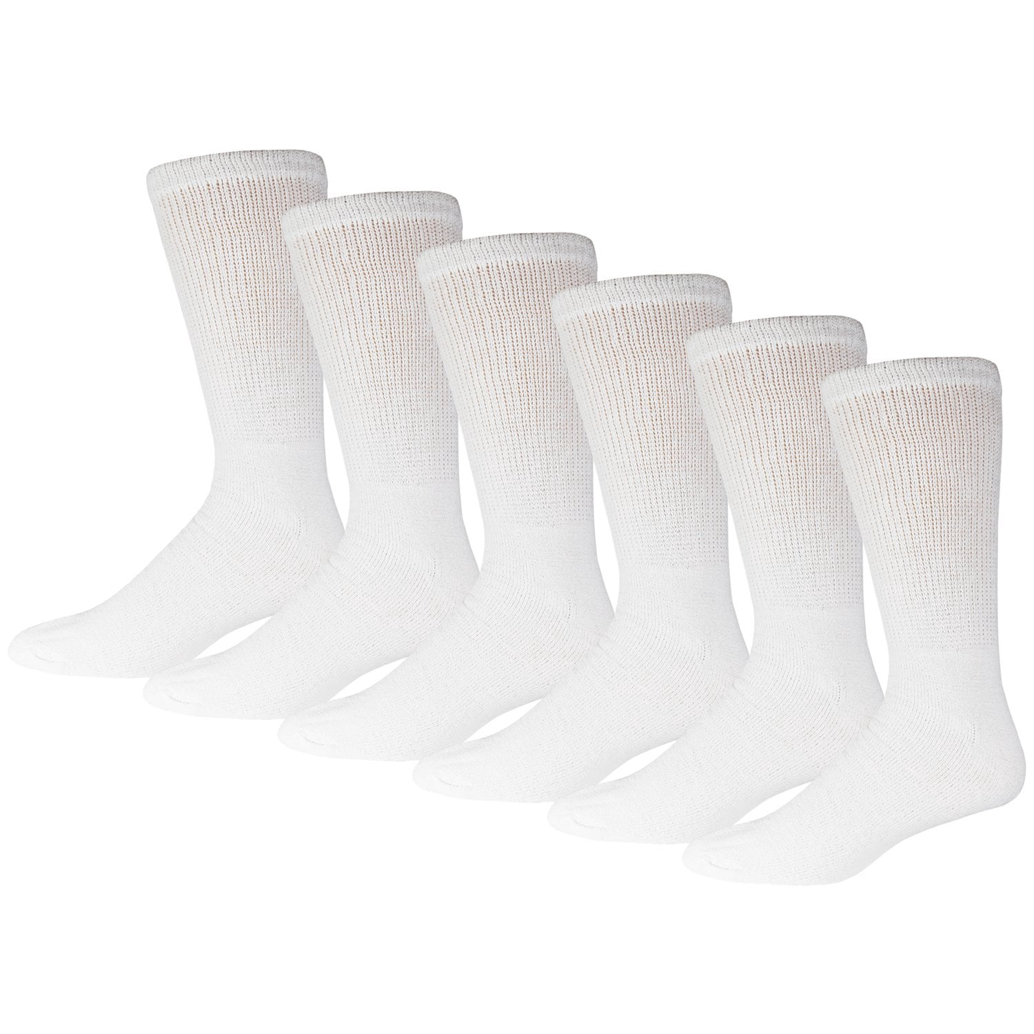 6 Pairs of Big and Tall Diabetic Cotton Neuropathy Crew Socks (White ...