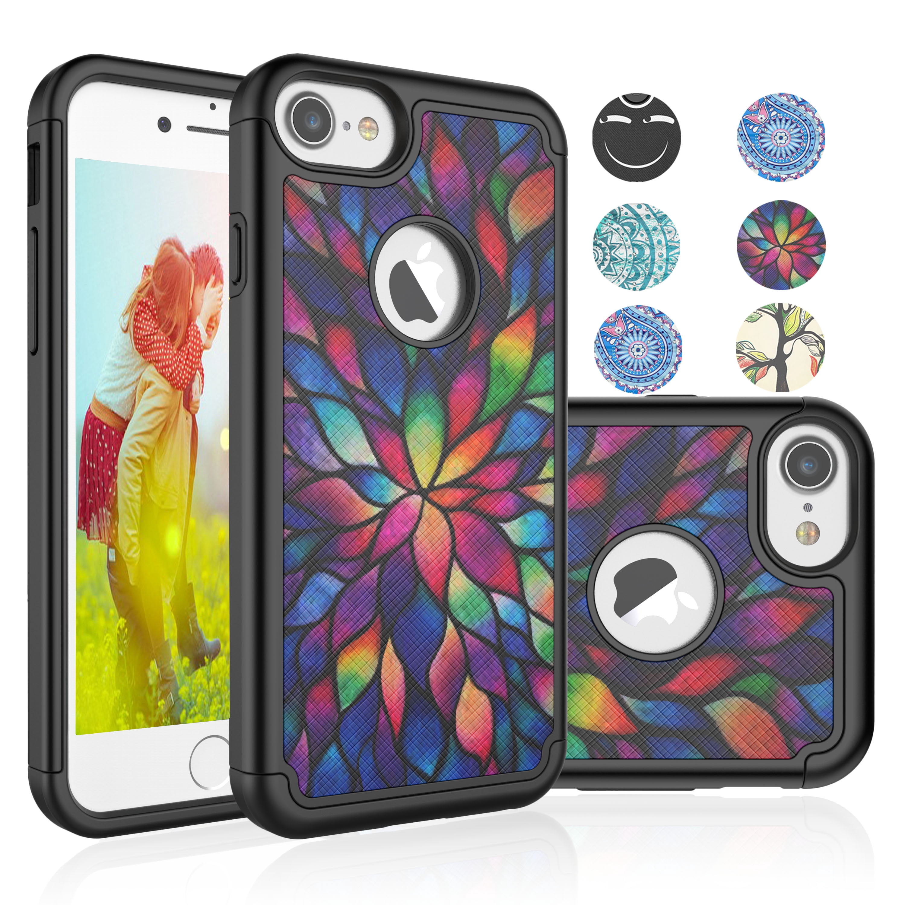 iPhone 7 Case, iPhone 8 Lovely Case, Njjex [Color Petal] Hybrid ...