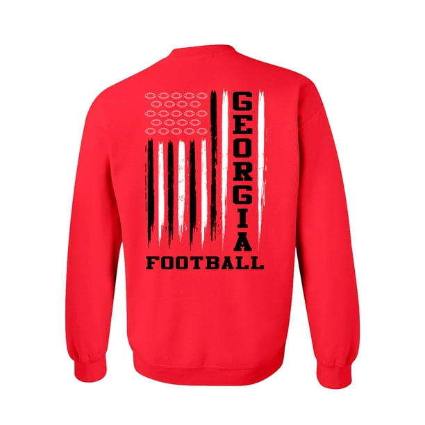 Georgia Football Team Color Red and Black American Flag Mens Crewneck ...