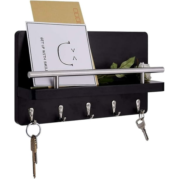 Wall Mounted Mail Holder Wooden Mail Sorter Organizer With 5 Double Key ...