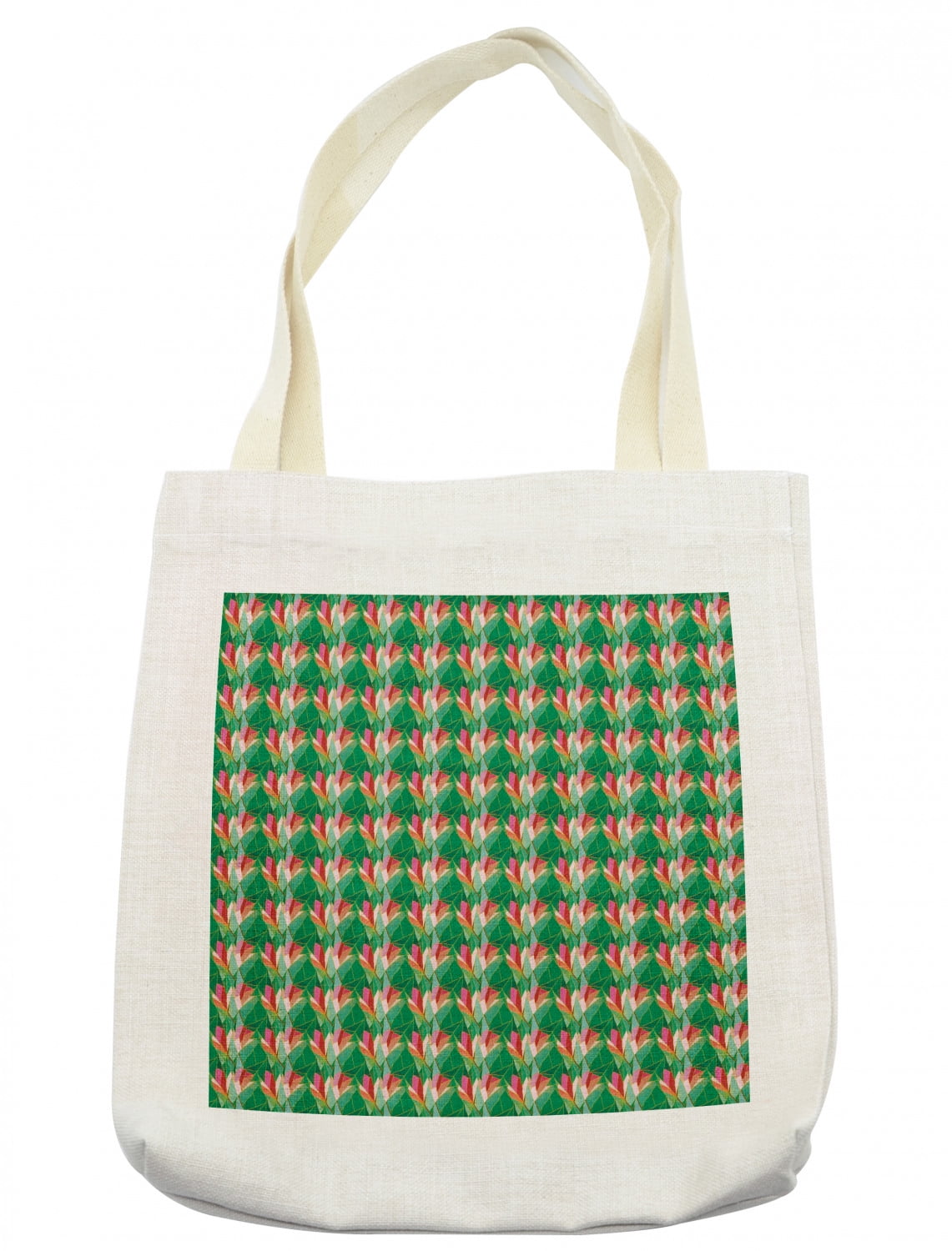 Abstract Tote Bag, Stained Glass Inspired Pattern with Floral Motif ...