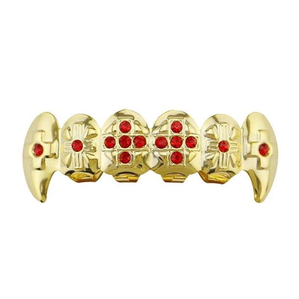Delix Gold Color Hip Hop Teeth Top And Bottom Grill Teeth Fashion Metal ...