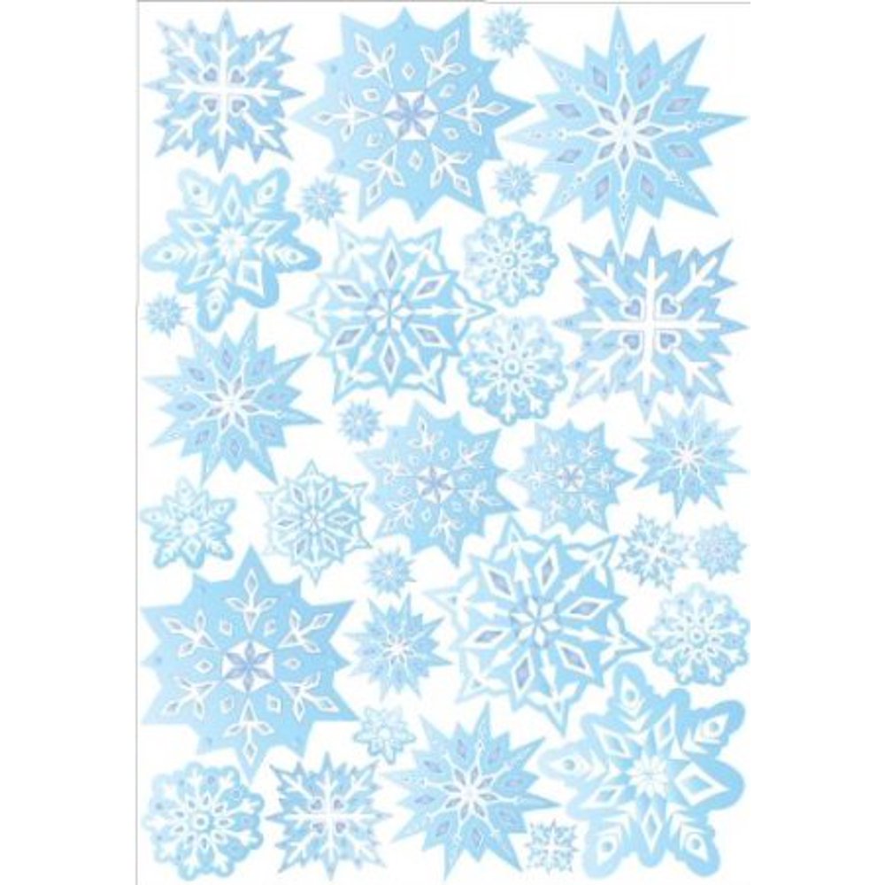 Blue Snow Flakes Wall Stickers / Snowflake Wall Decor in Ice Blue / 32 ...