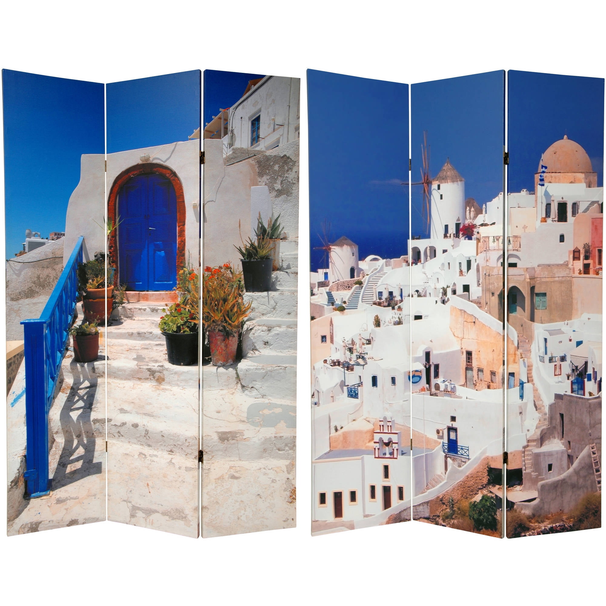 Oriental Furniture 6 ft. Tall Santorini Greece Room Divider - 3 Panel ...
