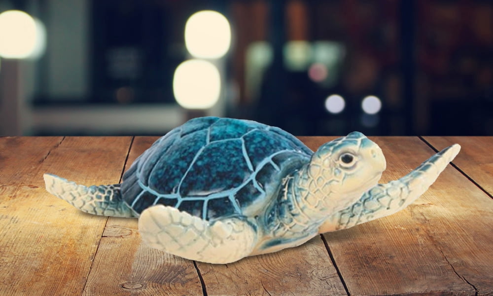 ICE ARMOR 4"W Miniature Blue Sea Turtle Statue Marine Life Decoration ...