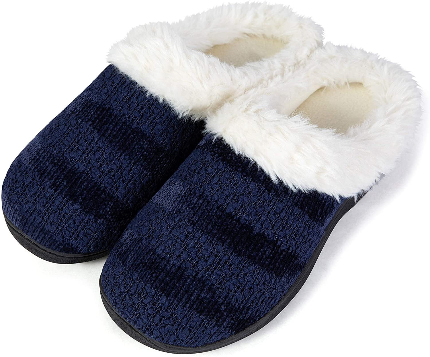 Roxoni Womens Cozy Memory Foam Slippers, Fuzzy Warm Faux Fur, Indoor ...