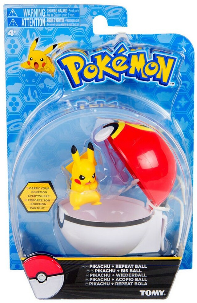 Pokemon Clip n Carry Pokeball Pikachu & Repeat Ball Figure Set ...