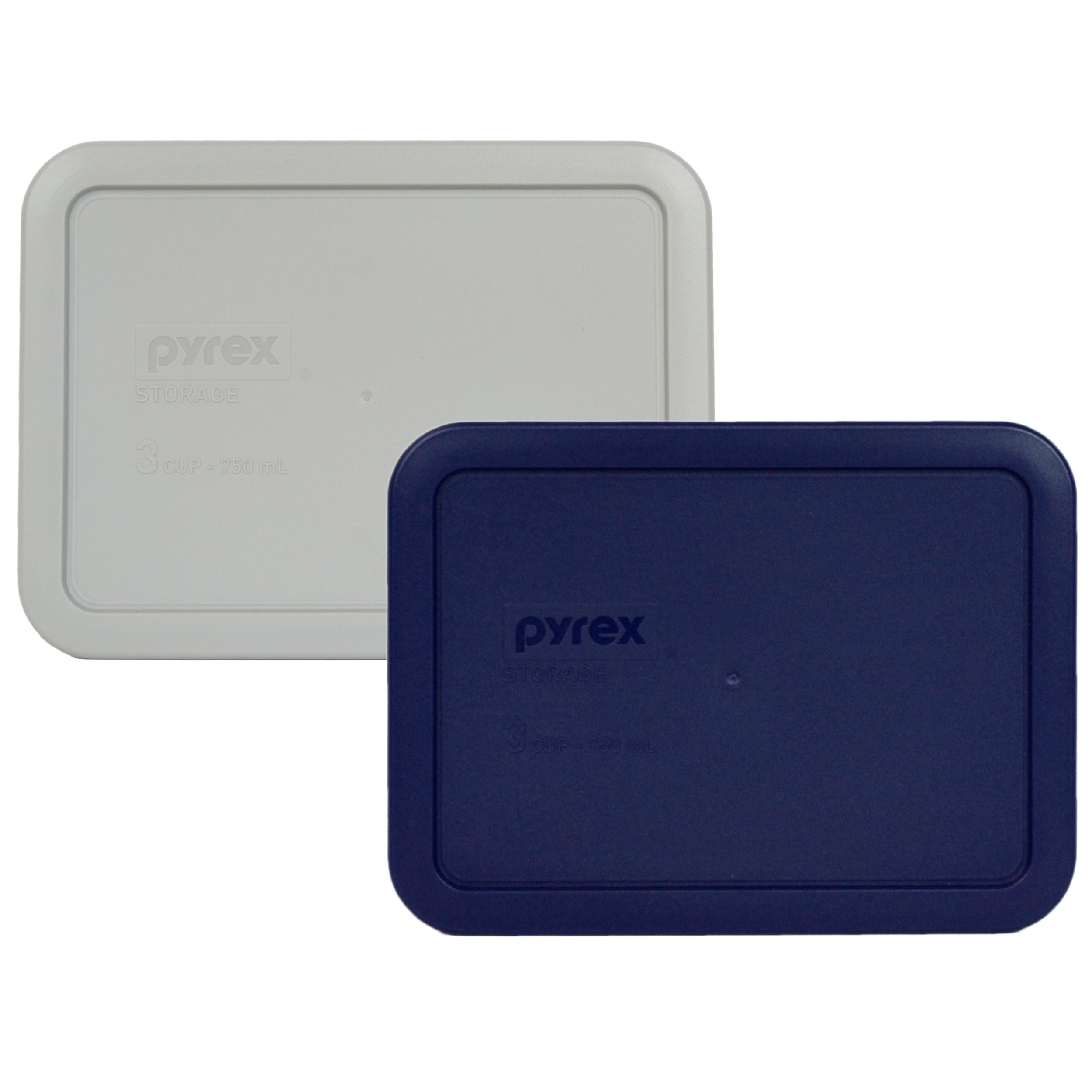 Pyrex 7210-PC (1) Grey and (1) Blue Rectangle Plastic Food Storage ...