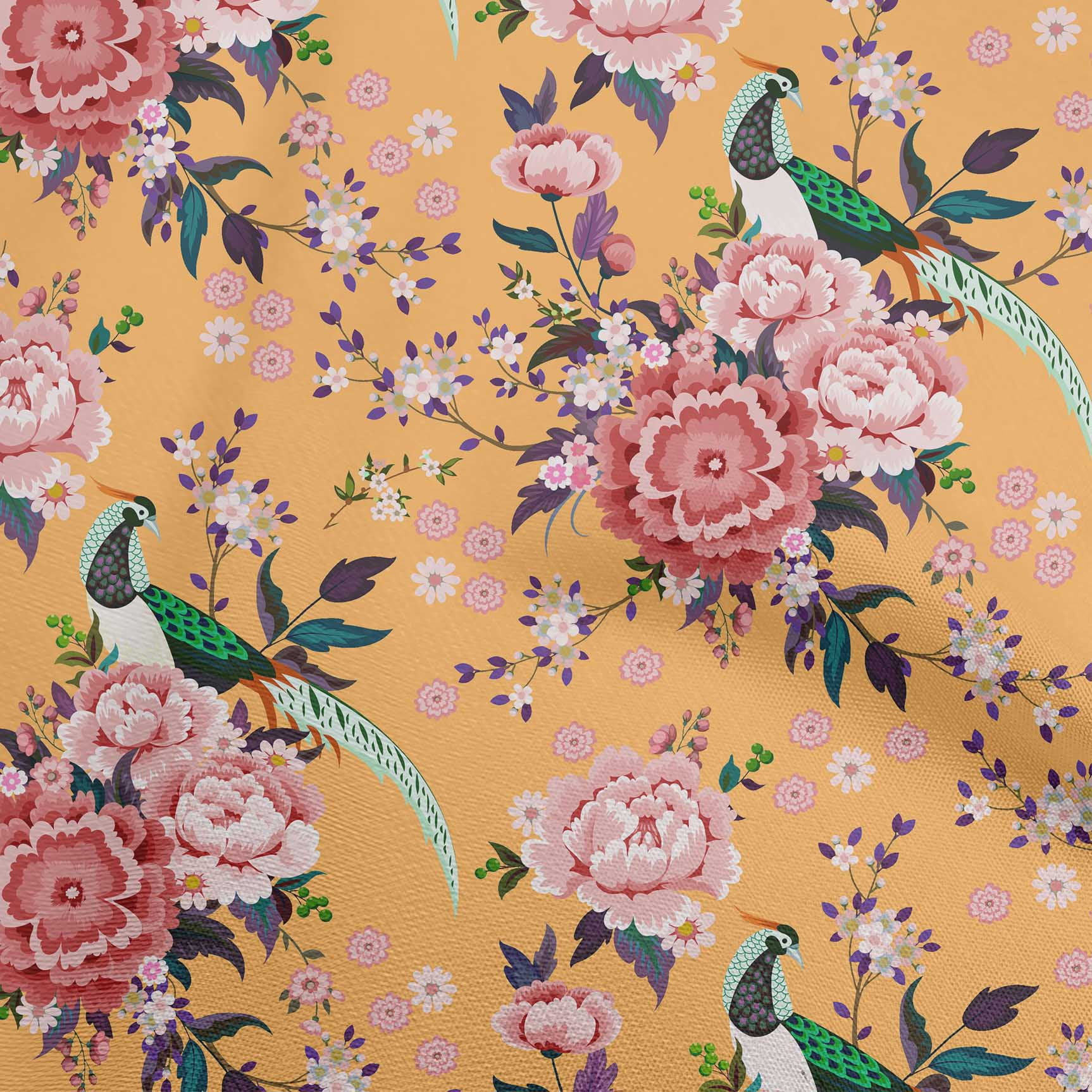 oneOone Silk Tabby Mustard Yellow Fabric Asian Chinese Quilting ...