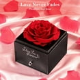 Emibele Red Real Preserved Rose Flower with Heart Necklace, Eternal Rose Box with I Love You ...