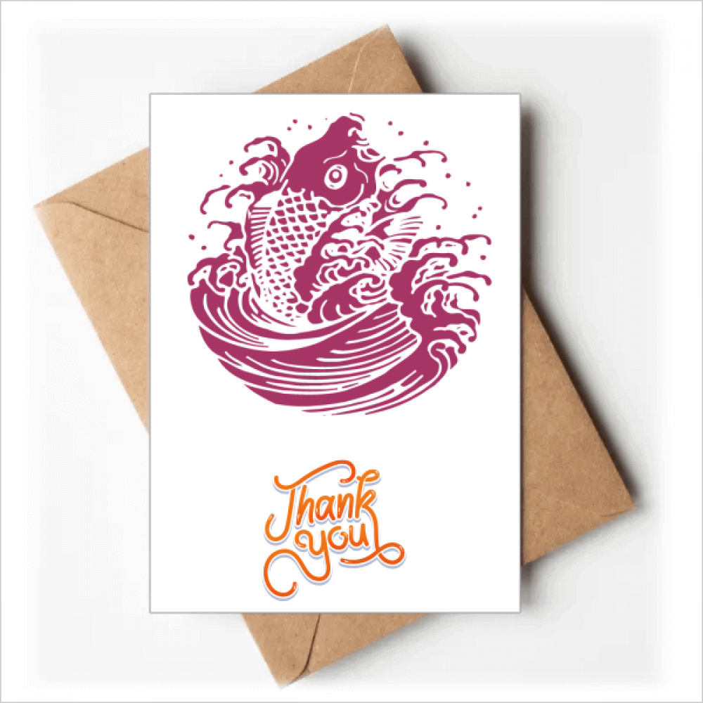 Pintura roja la cultura japonesa pescados Nota en blanco del sobre de ...