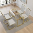 51" Rectangular Tempered Glass Dining Table with Metal Legs, Modern ...