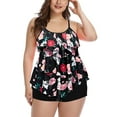 Chama Plus Size 2 Piece Swimsuits For Women Flounce Printed Tankini