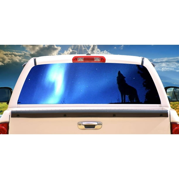HOWLING WOLF Rear Window Graphic decal tint wolves view thru vinyl ...