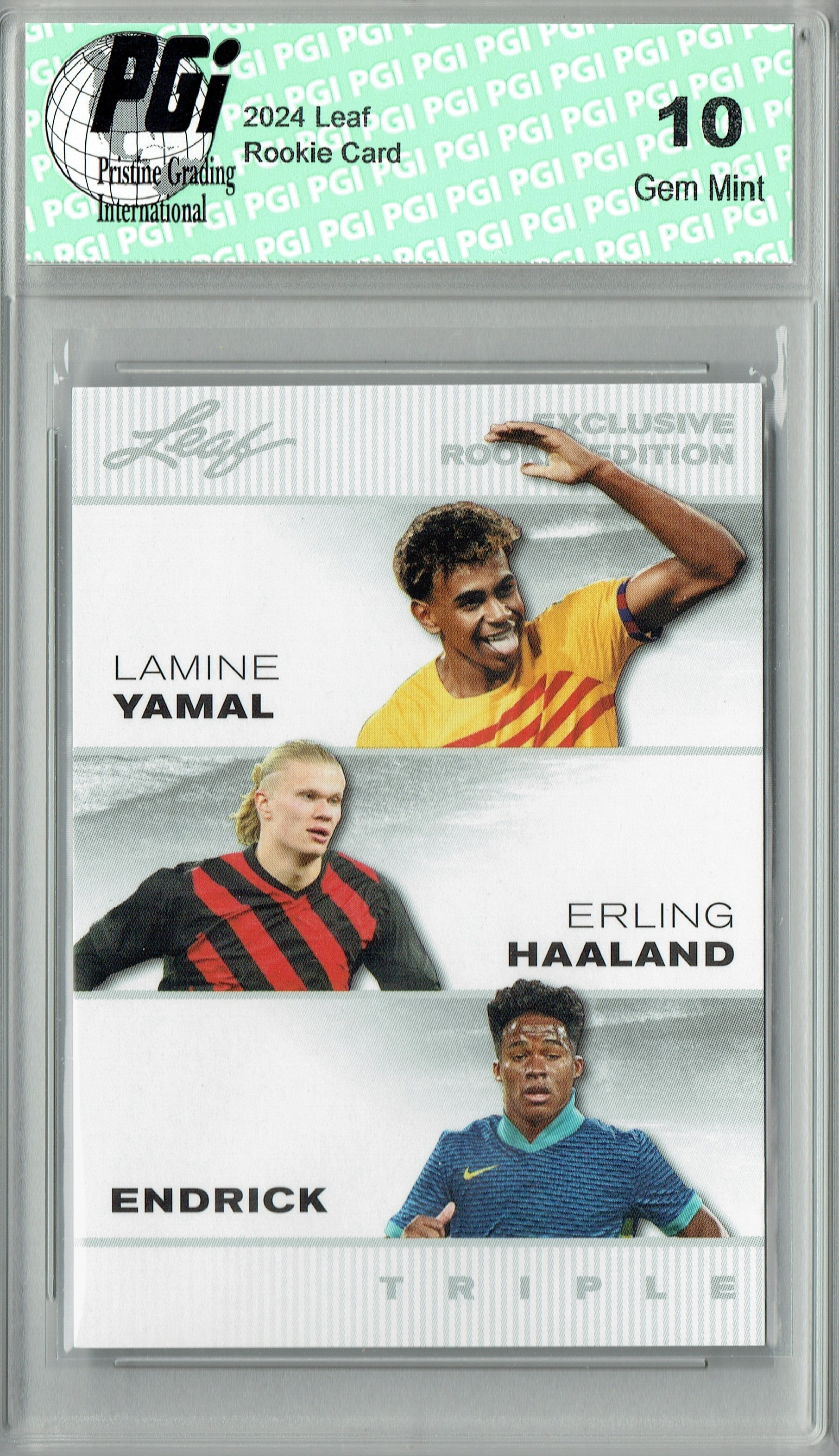 Lamine Yamal 2024 Leaf #ERE05 Triple Rookie Card Endrick Erling Haaland ...