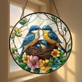 Bird Family Scene Stained Glass Style Suncatcher – Decorative Window ...