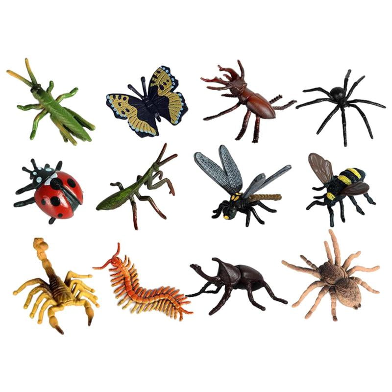 12 Pack Plastic Insect Figures Assorted Insect Bugs Lifelike Figurines ...