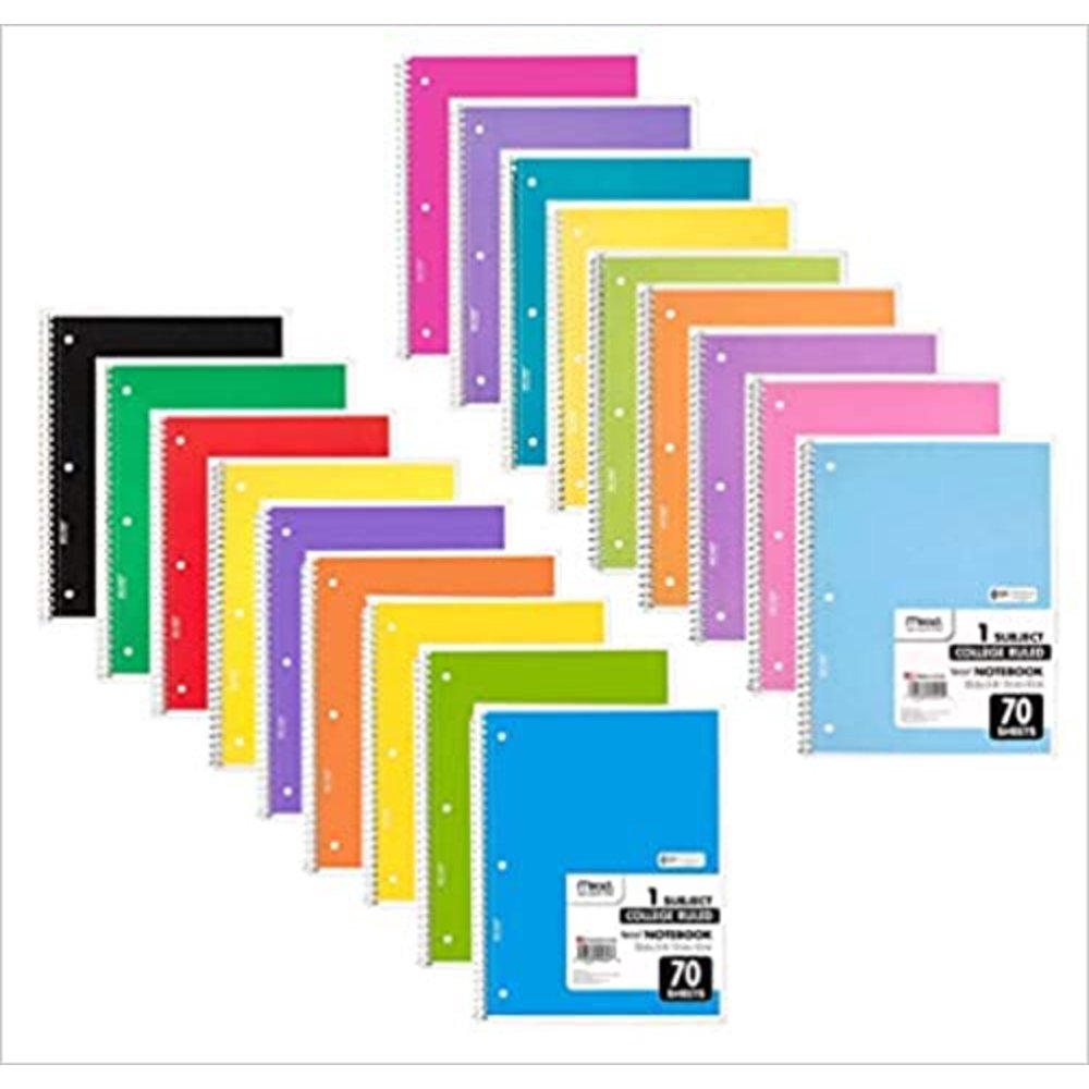 Mead Spiral Notebook, Pack of 18 Different Colors, 1 Subject College ...