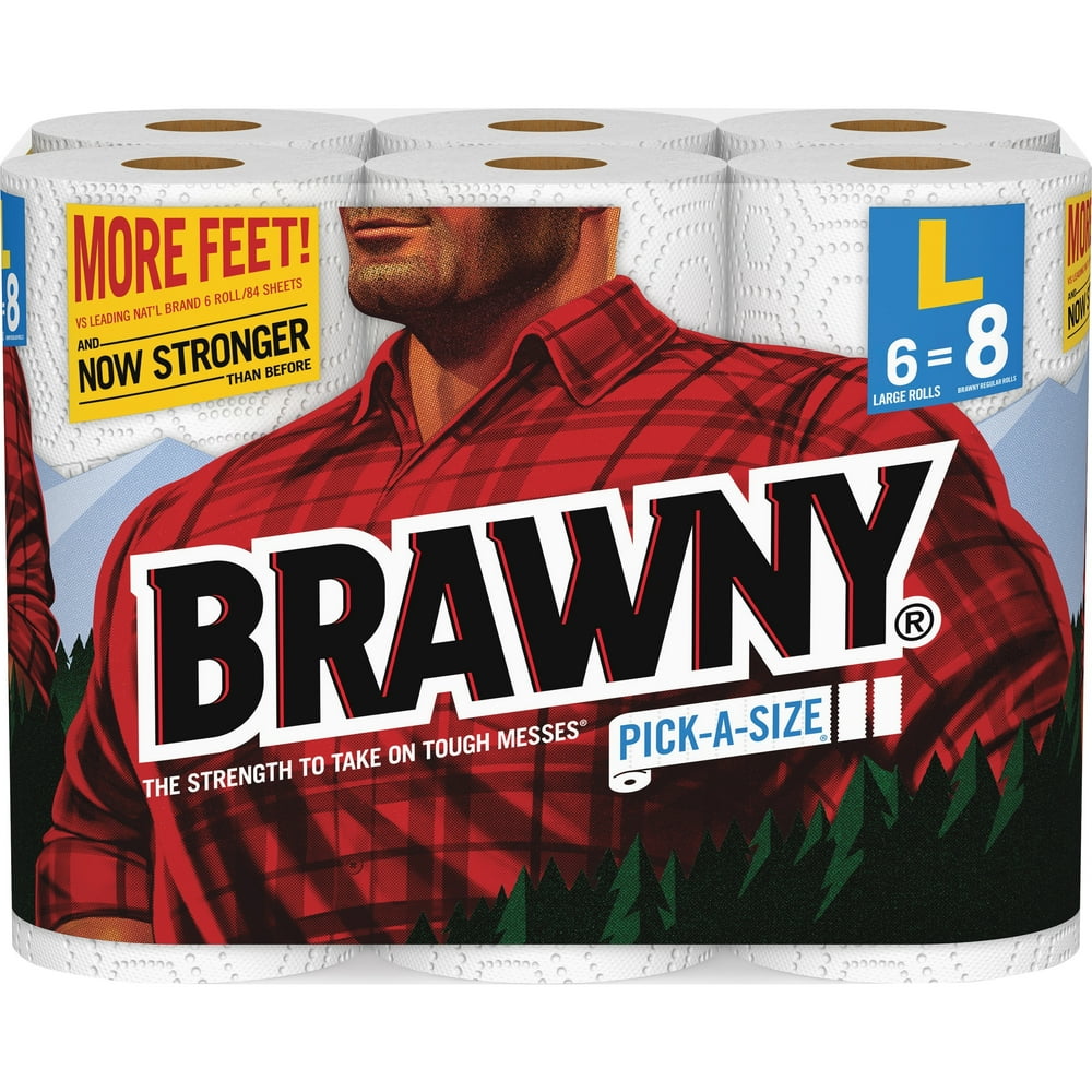 Brawny Paper Towels White Pick A Size Sheets 6 Large Rolls Walmart brawny-paper-towels-white-pick-a-size-sheets-6-large-rolls-walmart