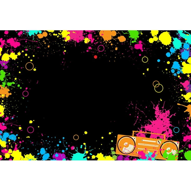 Glow Neon Party Backdrop Let's Glow Splatter Photo Background ...