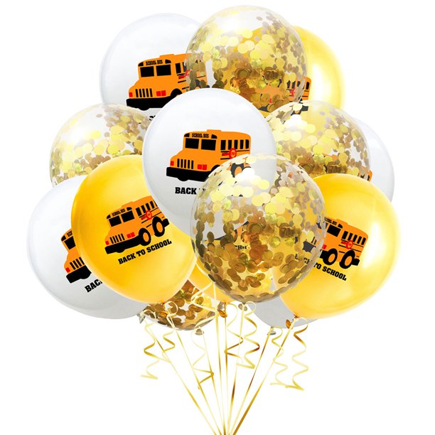 Hemoton 15 Pcs 12 Inch Balloons Set Back to School Balloons School Bus ...