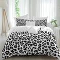 4 Piece Duvet Cover Set Queen, Abstract Black White Gray Leopard Print ...