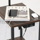 SUNMORY Rustic Floor Lamp with Attached Side Table, Built-in Charging ...