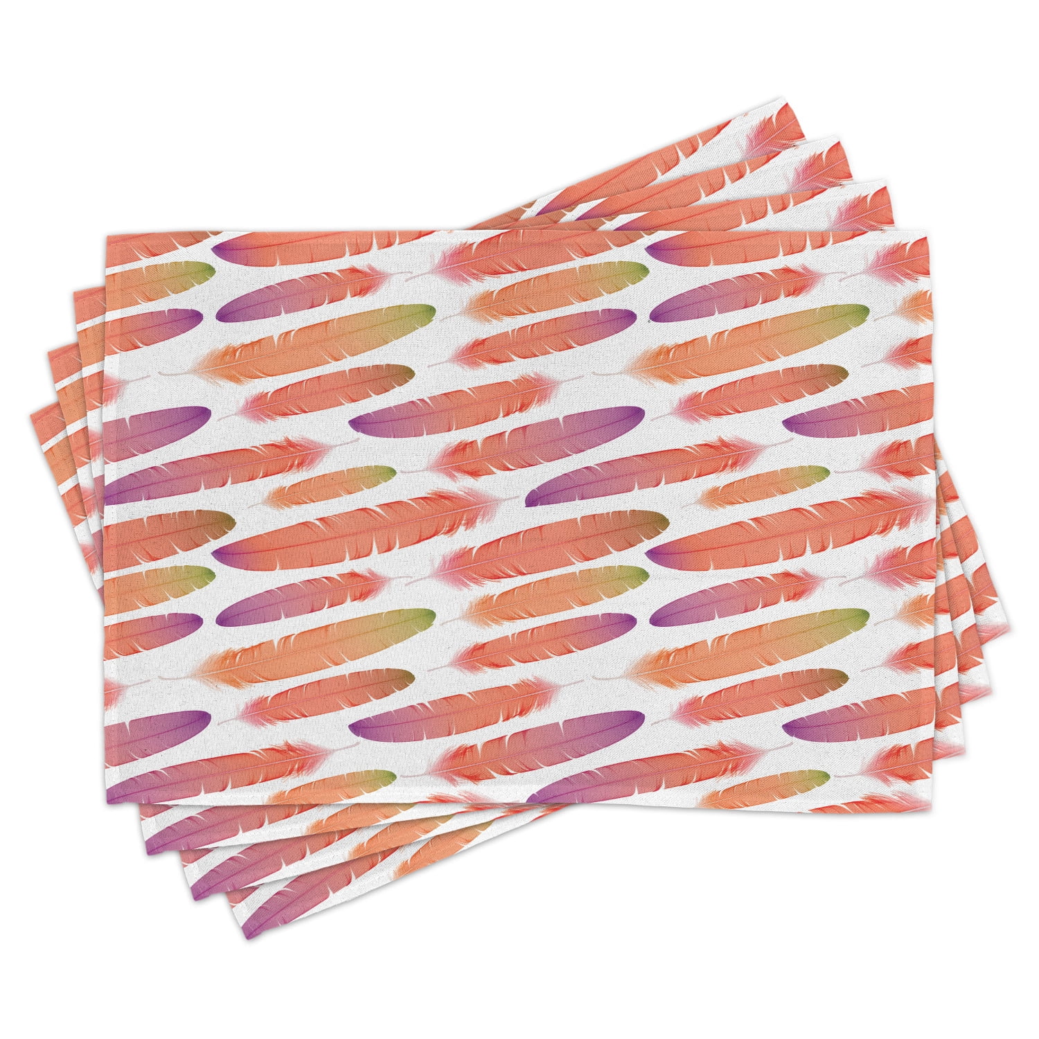 Ambesonne Feathers Place Mats Set of 4, Color Details Tile, Standard ...