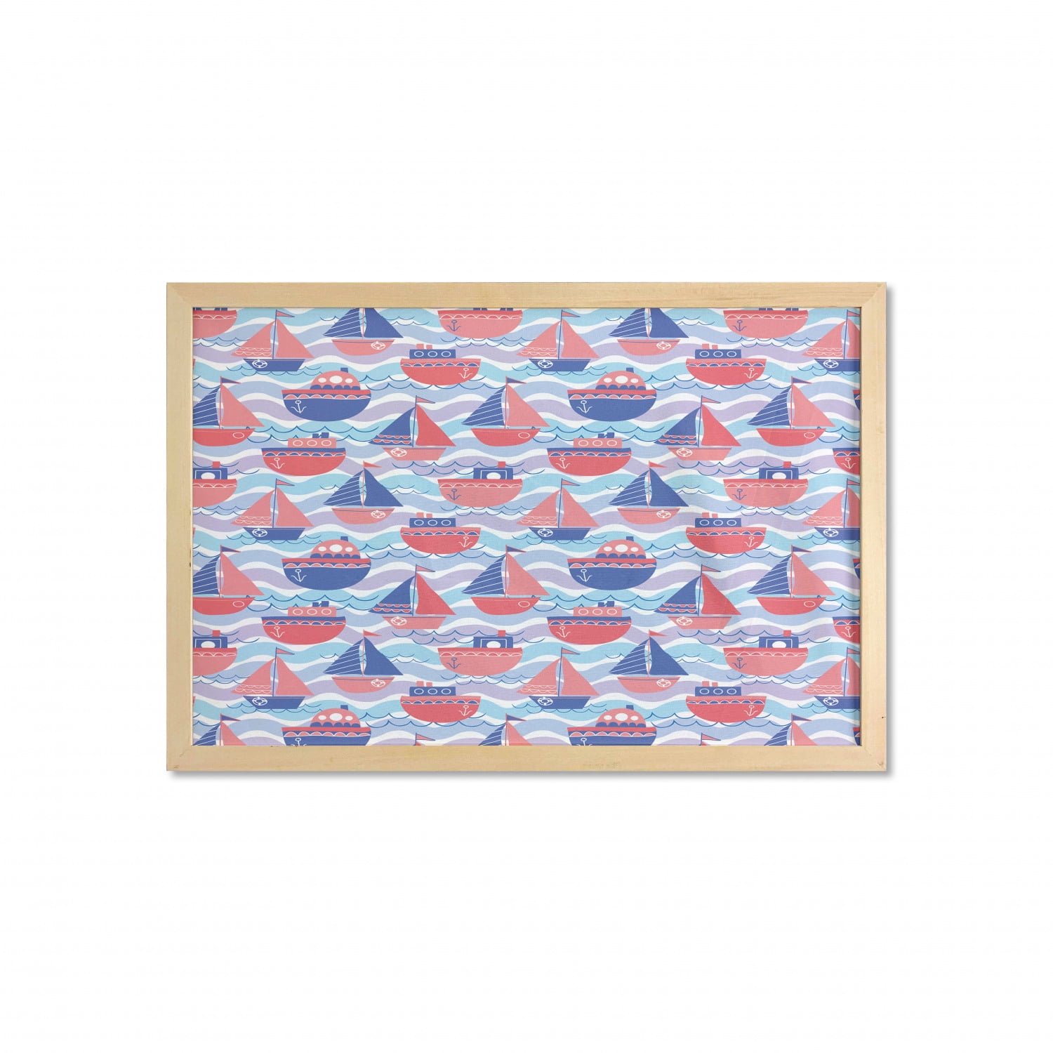 Maritime Wall Art with Frame, Continuous Sailing Boats Waves Anchor Sea ...